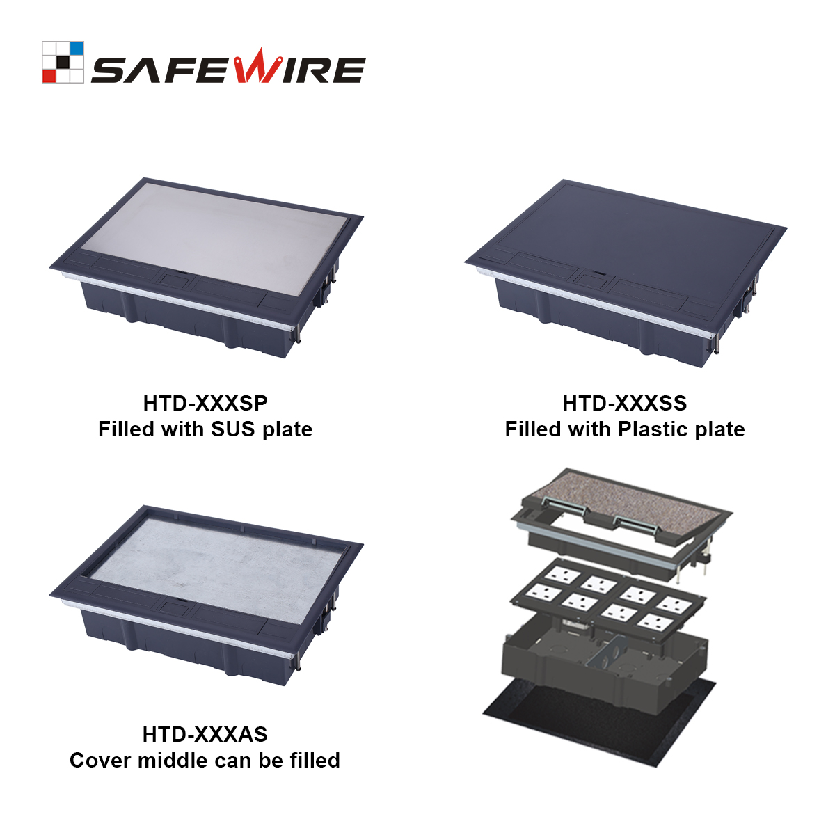 Safewire HTD-627 Raised screed concrete carpet floor boxes floor socket ...